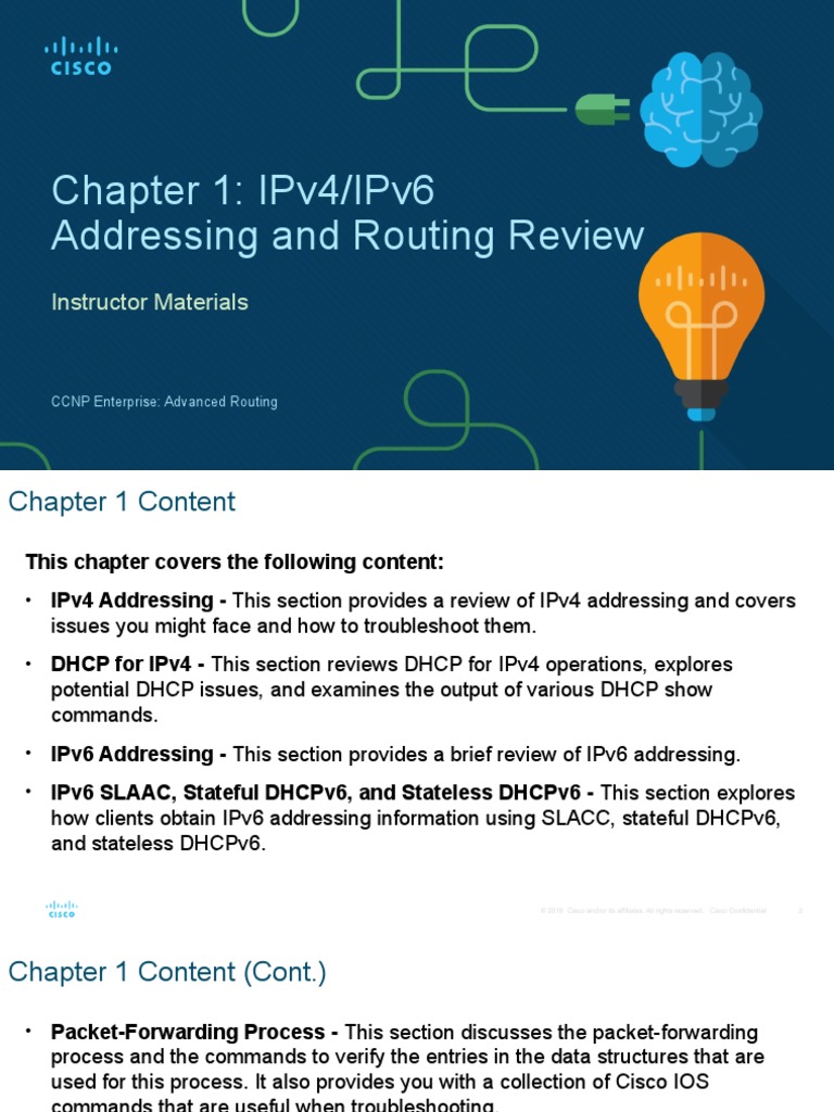 Chapter 1: Ipv4/Ipv6 Addressing and Routing Review: Instructor ...