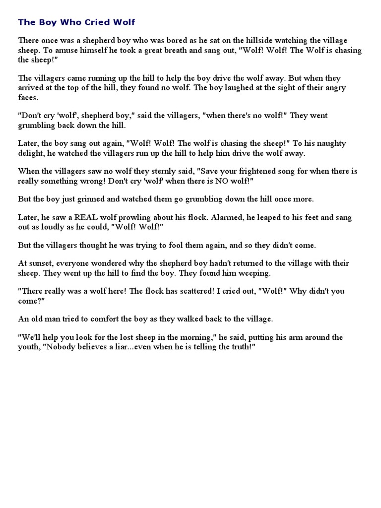 The Boy Who Cried Wolf | PDF