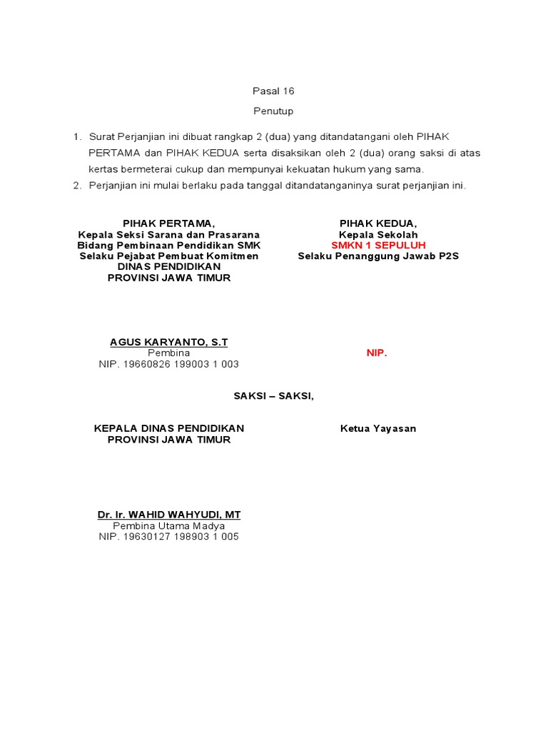 Contoh Surat Perjanjian Kerjasama | PDF | Ilmu Sosial