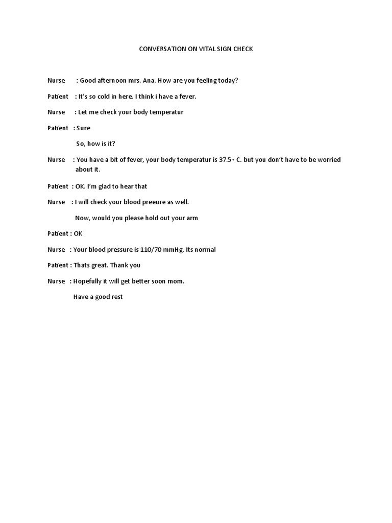 Vital Signs Check Conversation | PDF