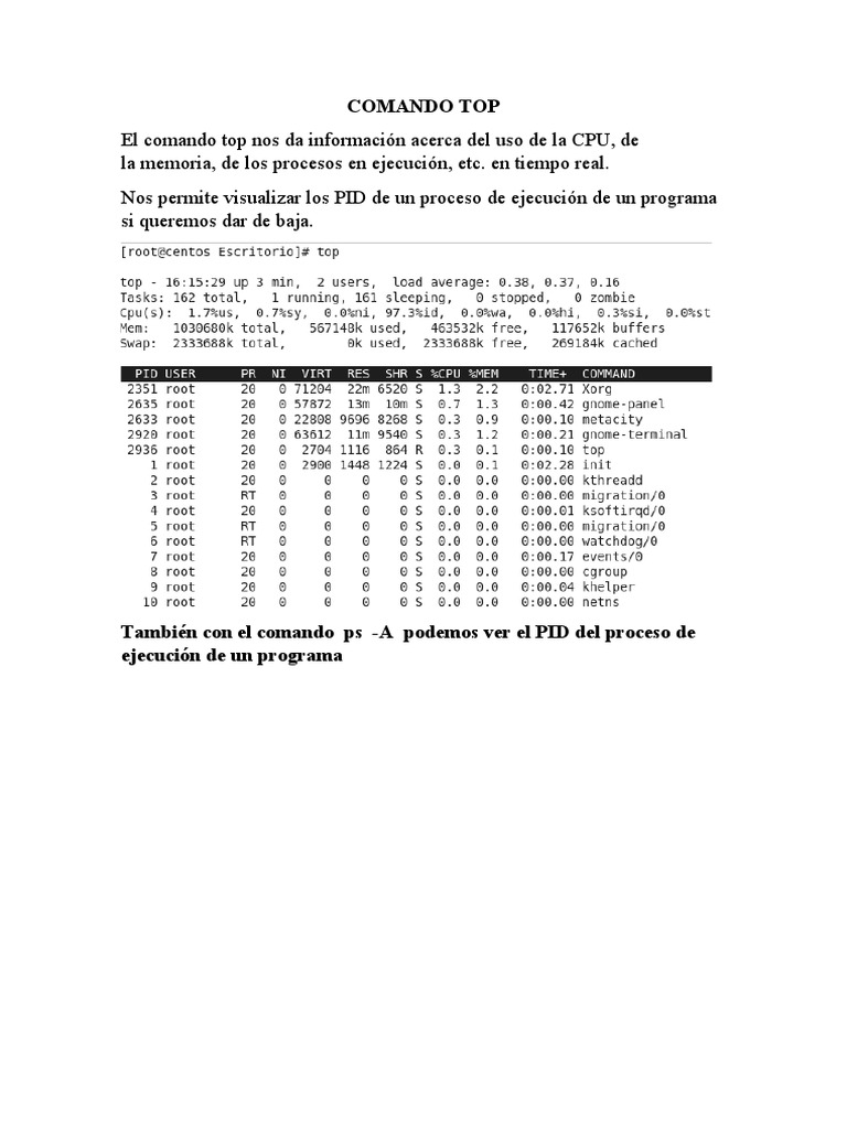 Comando Top | PDF | Informática | Tecnología