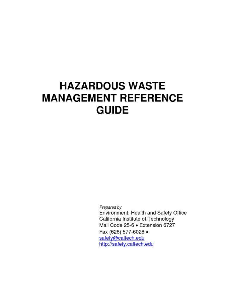 Hazardous Waste Management Reference Guide | PDF | Resource ...