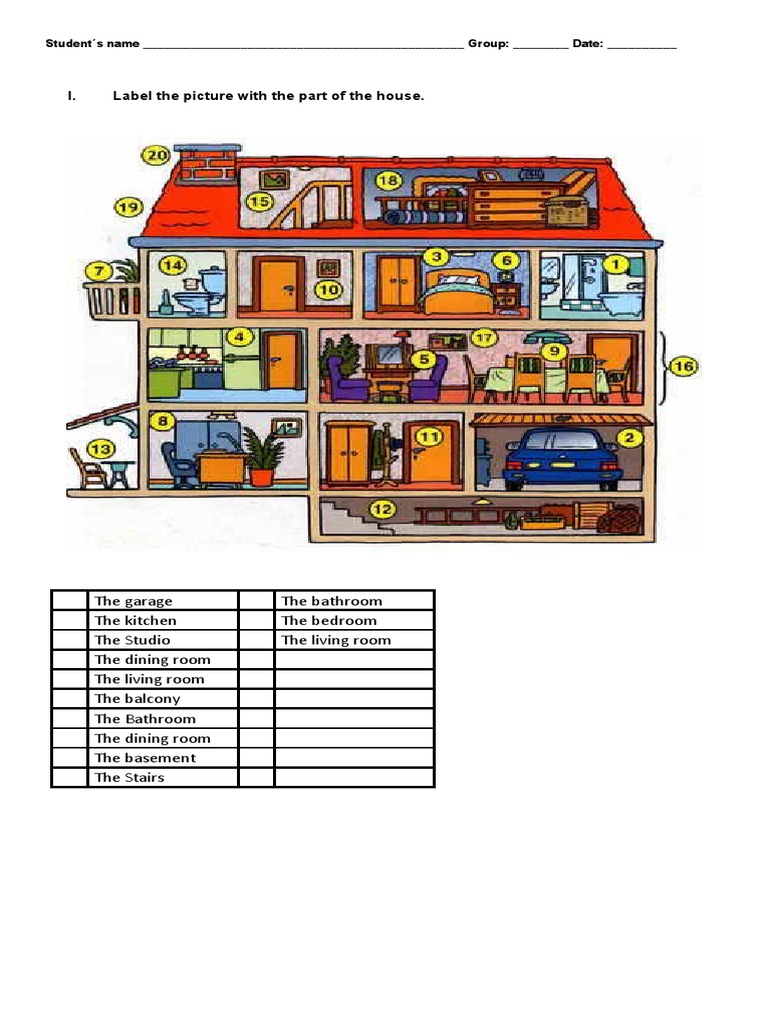 Labeling Parts of the House Worksheet | PDF