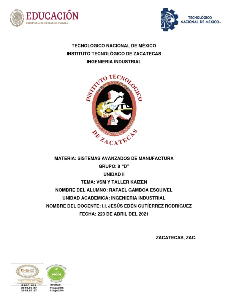 VSM y Taller Kaizen: Mejora Continua | PDF | Ingeniería Industrial ...