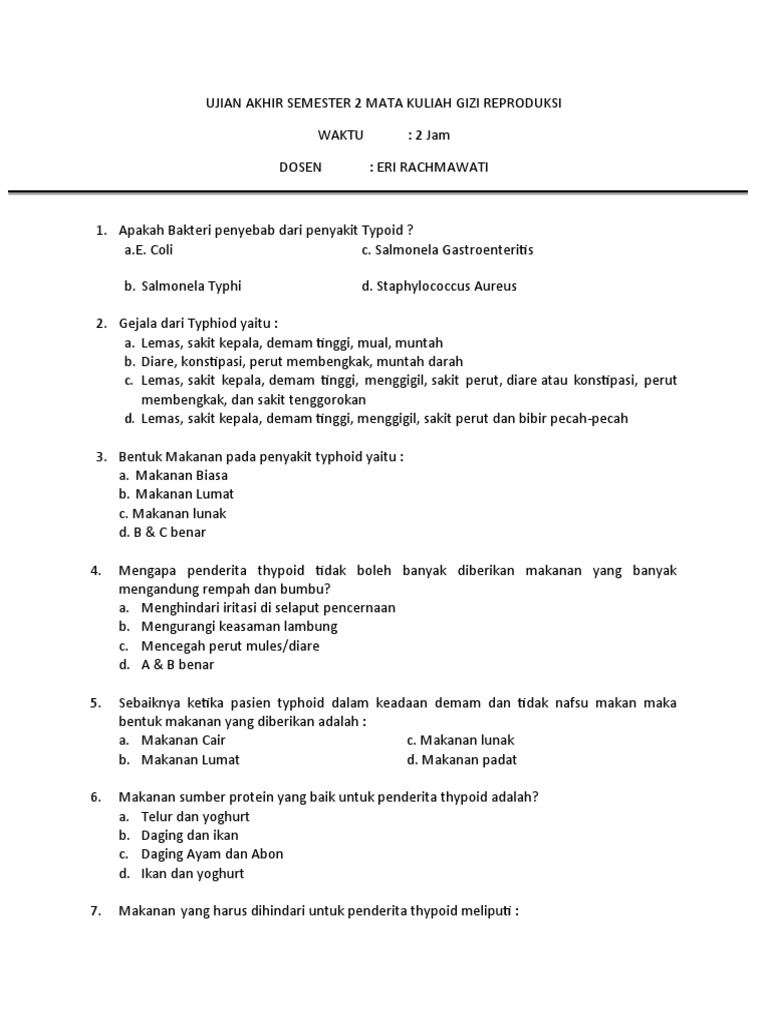 SOAL UAS Gizi Kespro | PDF