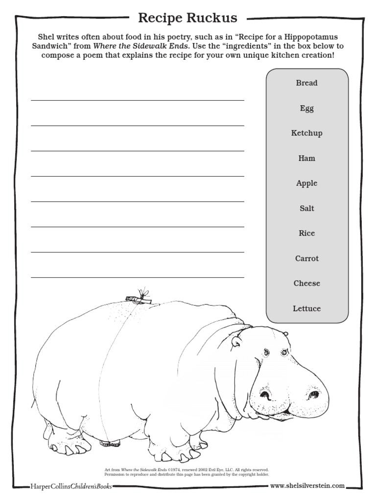 2016 Shel Silverstein Poetry Month Poster Activities | PDF | Foods | Poetry