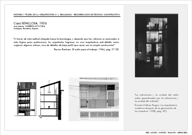Casa SENILLOSA, 1956: Historia Y Teoria de La Arquitectura Ii - Realismos - Recuperacion de ...
