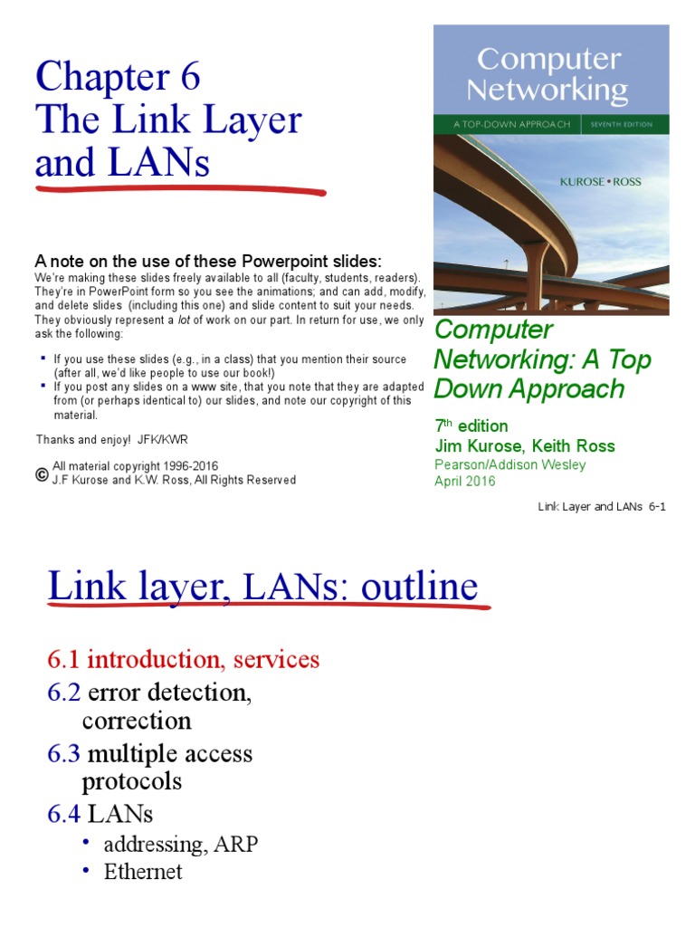 The Link Layer and Lans: Computer Networking: A Top Down Approach | PDF ...