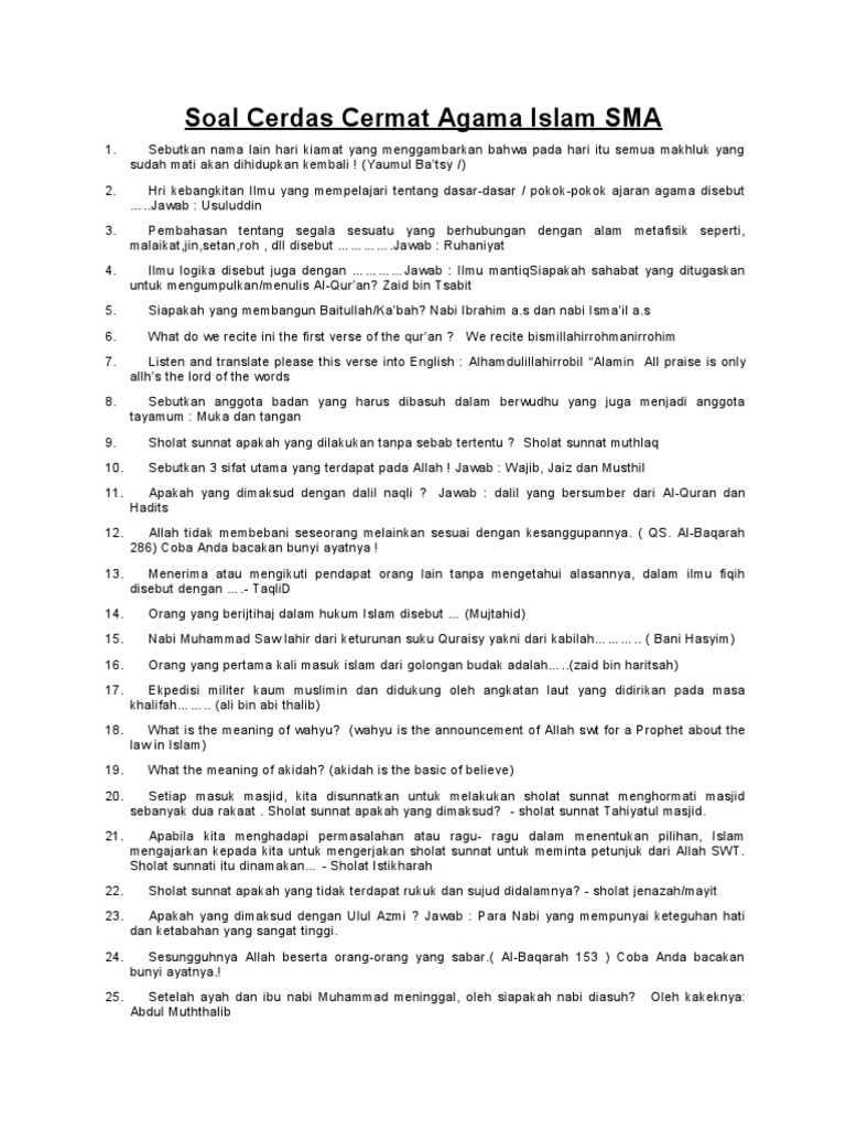 Soal Cerdas Cermat Agama Islam | PDF