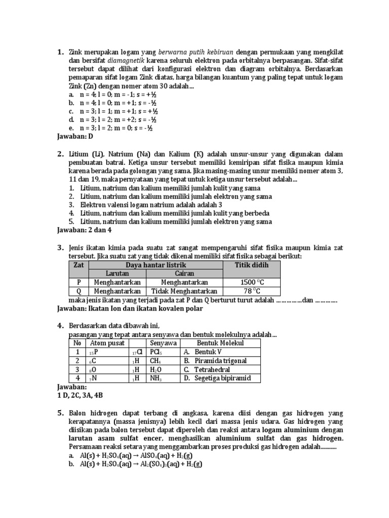 Sifat dan Reaksi Unsur Kimia dalam Kimia Dasar | PDF