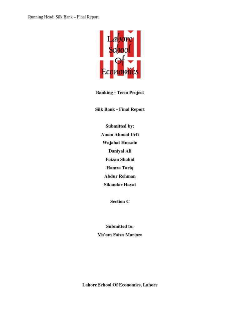 Banking - Term Project: Running Head: Silk Bank - Final Report | PDF ...