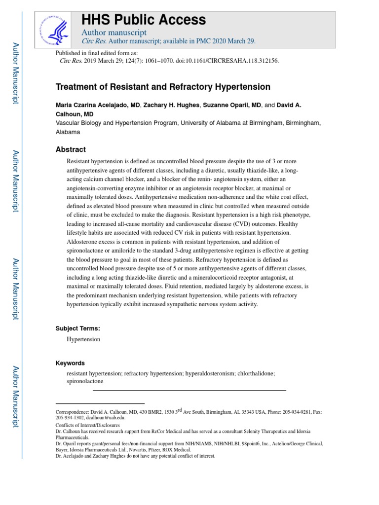 Treatment of Resistant and Refractory Hypertension | Download Free PDF ...