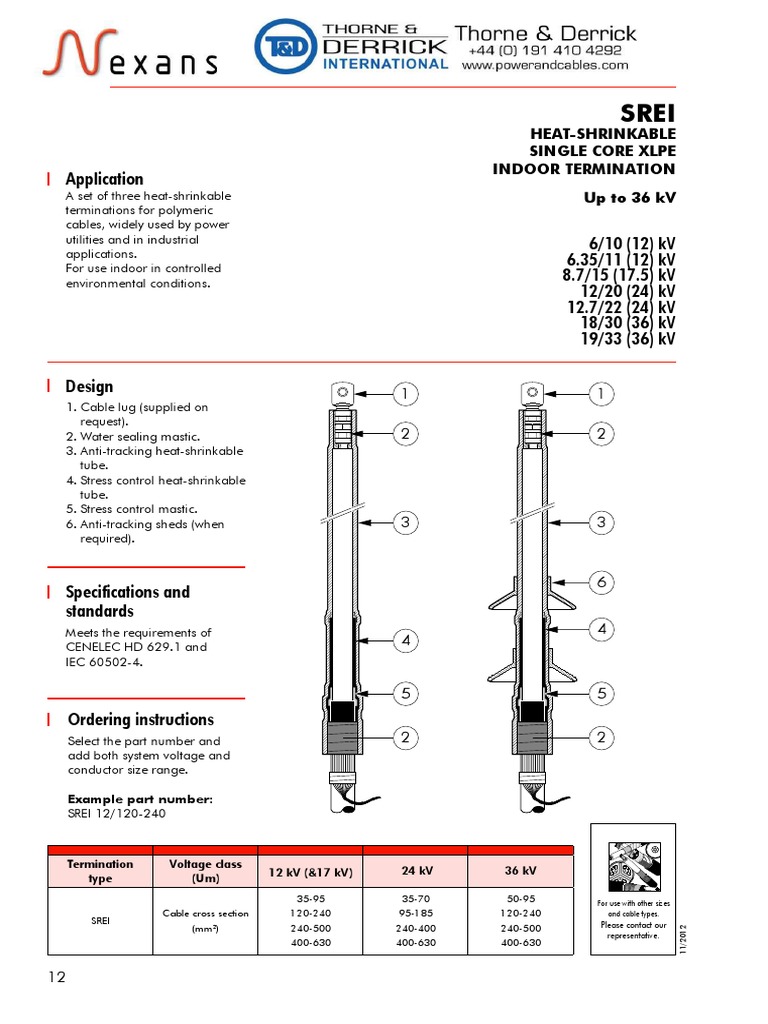 11kV Terminations Single Core XLPE EPR Heat Shrink Cable Terminations ...