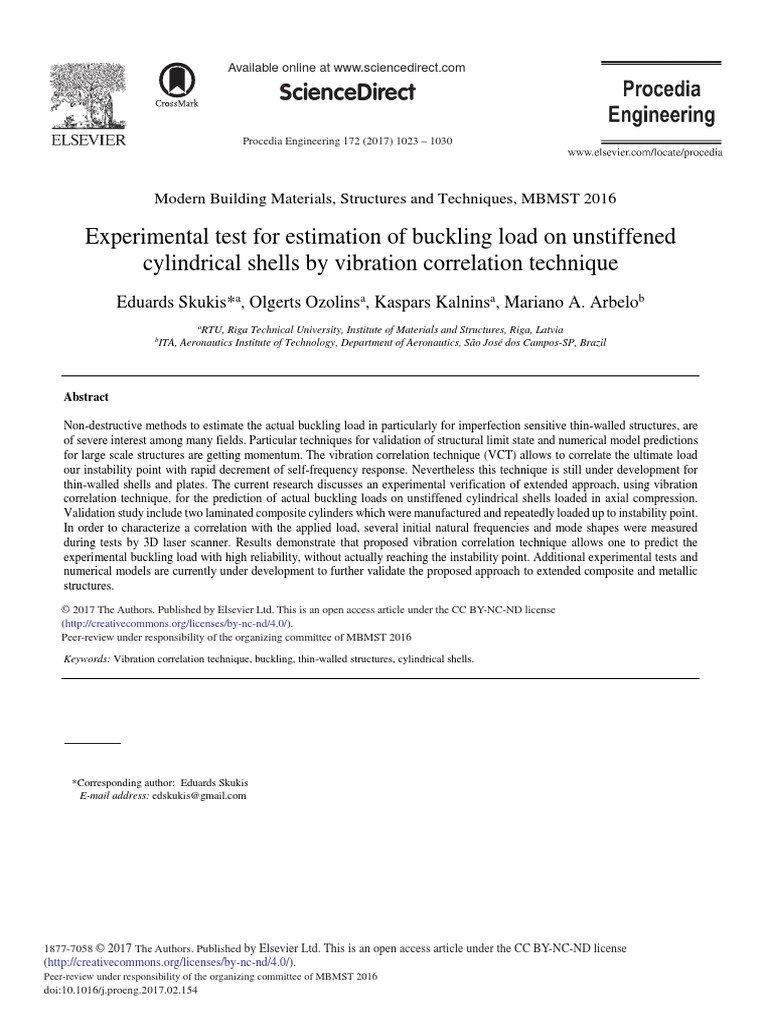 Experimental Test For Estimation of Buckling Load On Unstiffened ...