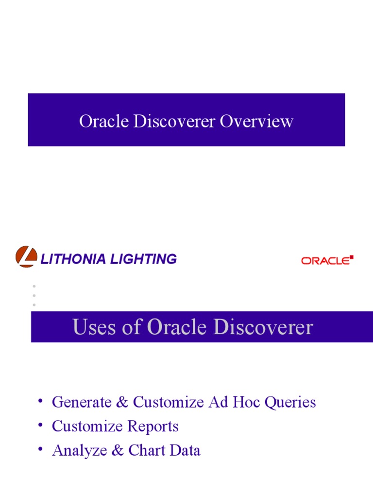 Oracle Discoverer Overview: Lithonia Lighting | PDF