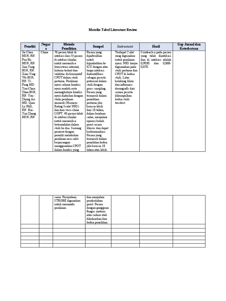 Matriks Tabel Literature Review | PDF