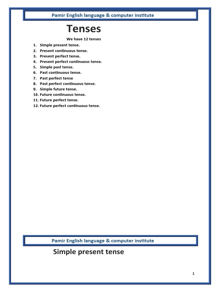 Tenses: Simple Present Tense | PDF | Grammatical Tense | English Language