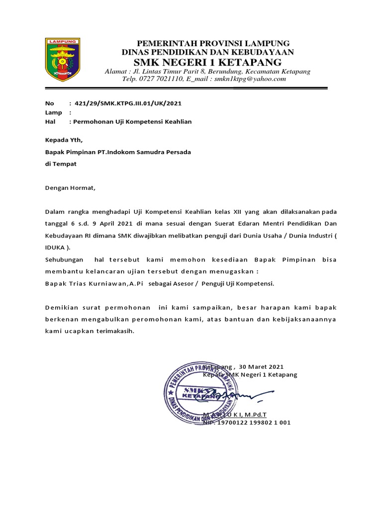 Surat Permohonan Asesor | PDF