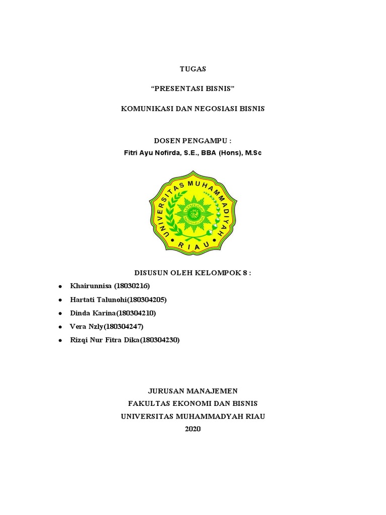 Makalah Kombis Presentasi Bisnis | PDF | Bisnis | Seni