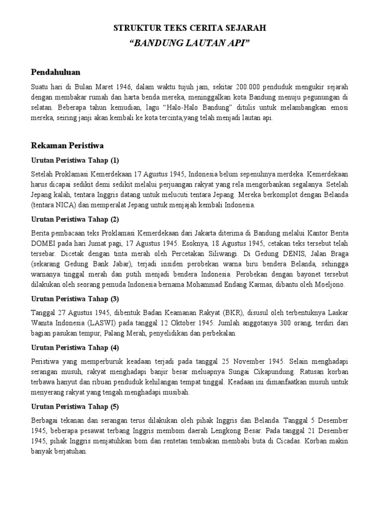 Struktur Teks Sejarah Bandung Lautan Api | PDF | Politik | Perjalanan