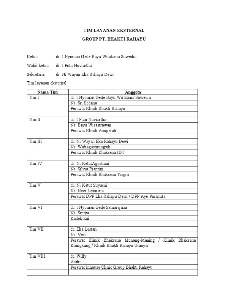 Tim Layanan Eksternal | PDF
