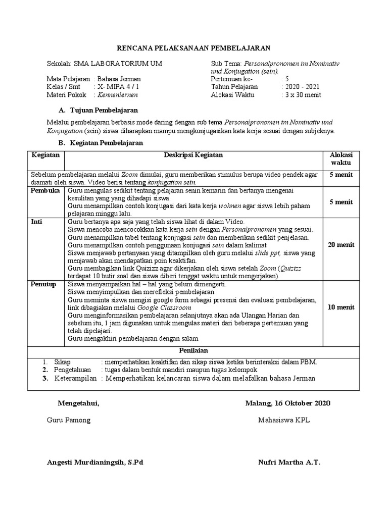 RPP Minggu Ke 5 | PDF