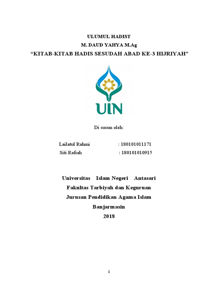 Makalah Ulumul Hadits Kitab-Kitab Hadits | PDF