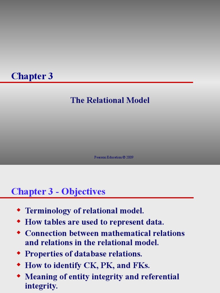 The Relational Model: Pearson Education © 2009 | PDF | Relational Database | Relational Model