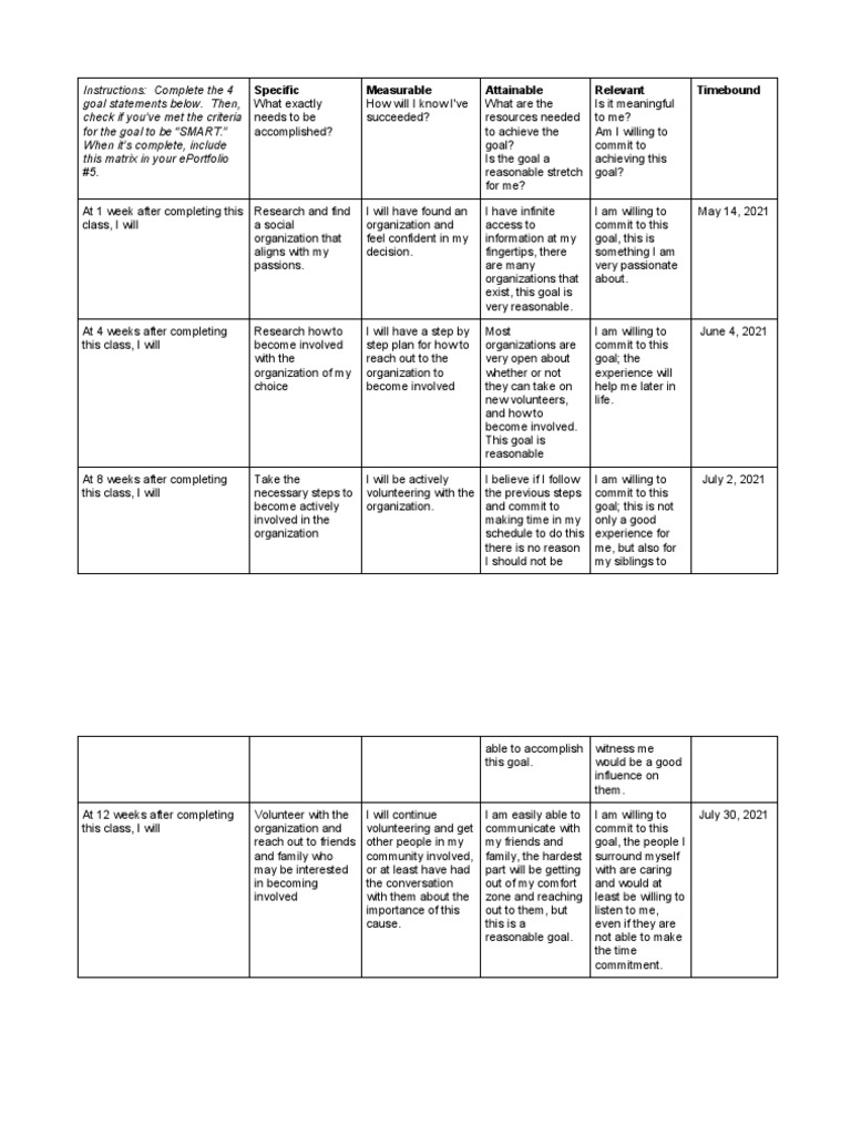 Final Post 5 My Civic Action Plan Matrix | PDF | Goal | Human Nature