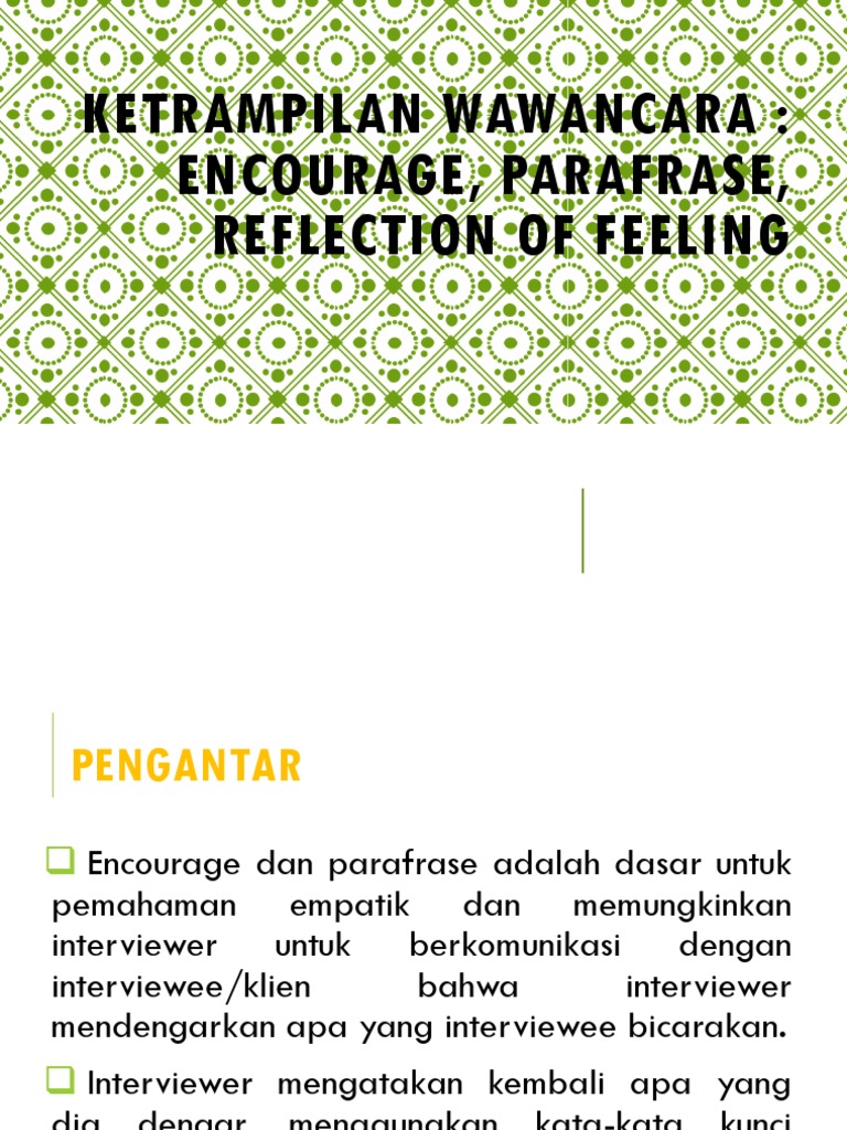 Encourage & Parafrase | PDF