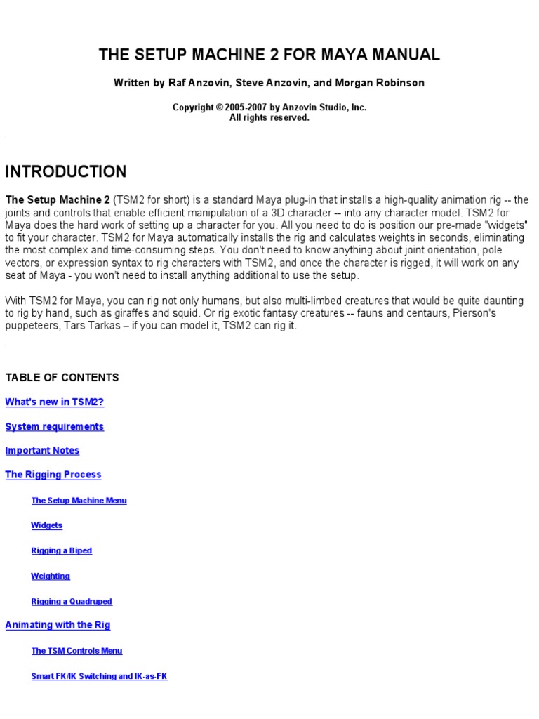 The Setup Machine 2 For Maya Manual | PDF | System Software | Foot