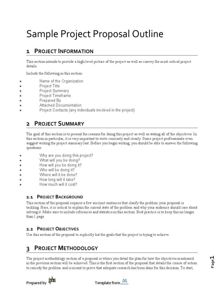 Sample Project Proposal Outline: Roject Nformation | PDF | Risk ...