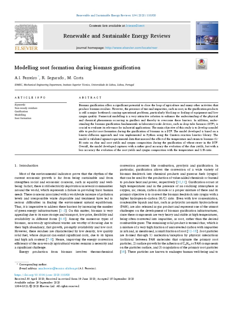 Modelling Soot Formation During Biomass Gasification2020Renewable and ...