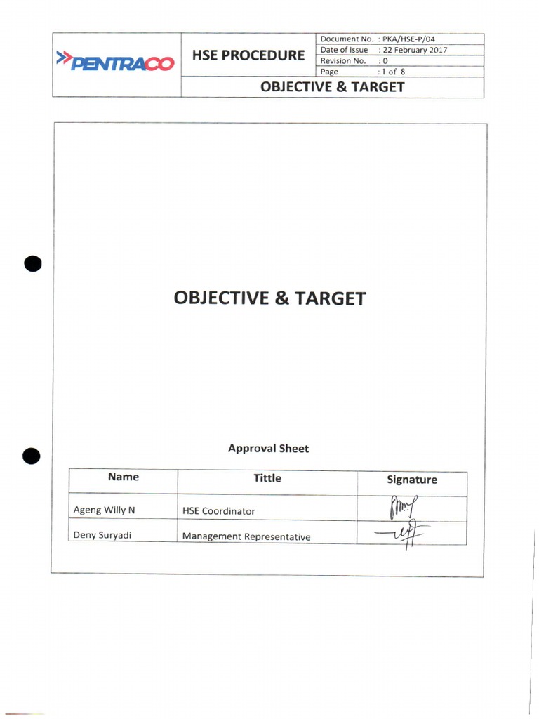 Procedure Safety Objective & Target | PDF
