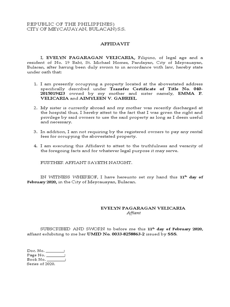 Affidavit - For Zoning | PDF
