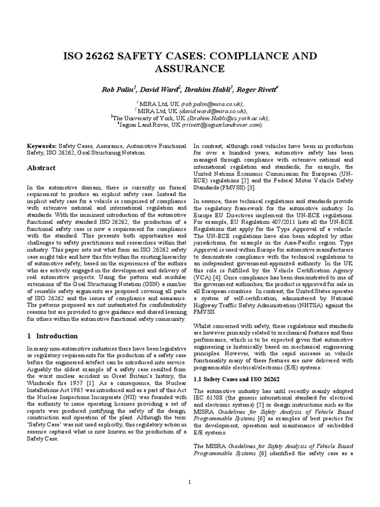 Iso 26262 Safety Cases: Compliance and Assurance: Rob Palin, David Ward ...