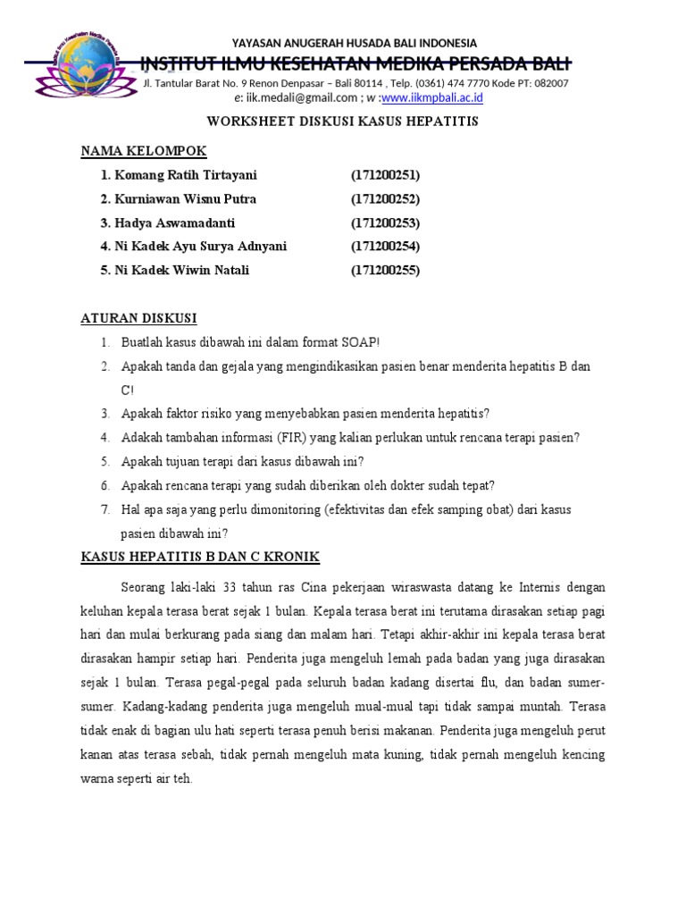 Worksheet Hepatitis B Dan C | PDF
