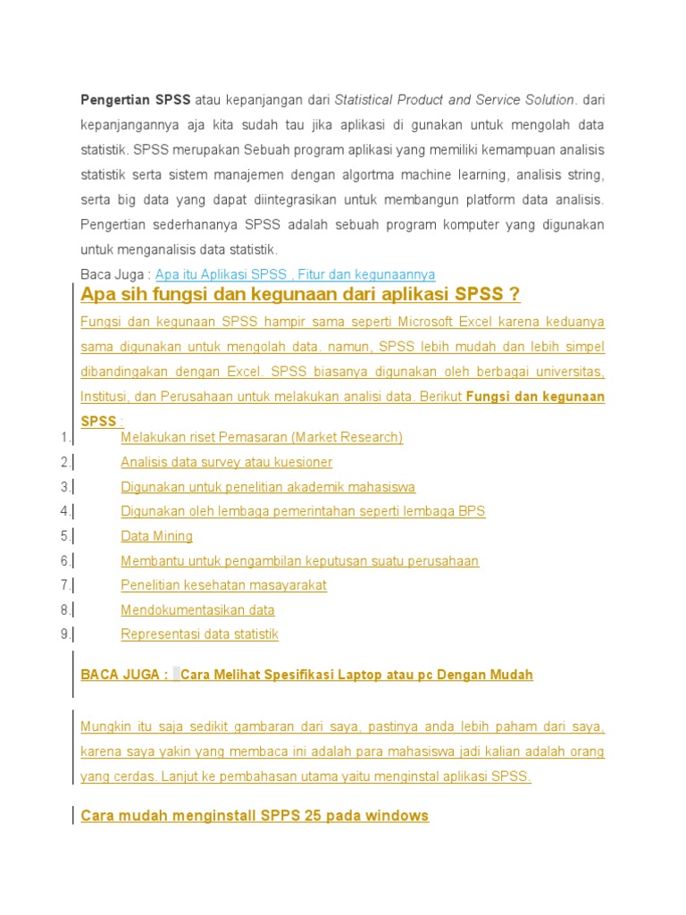 Pengertian SPSS | PDF