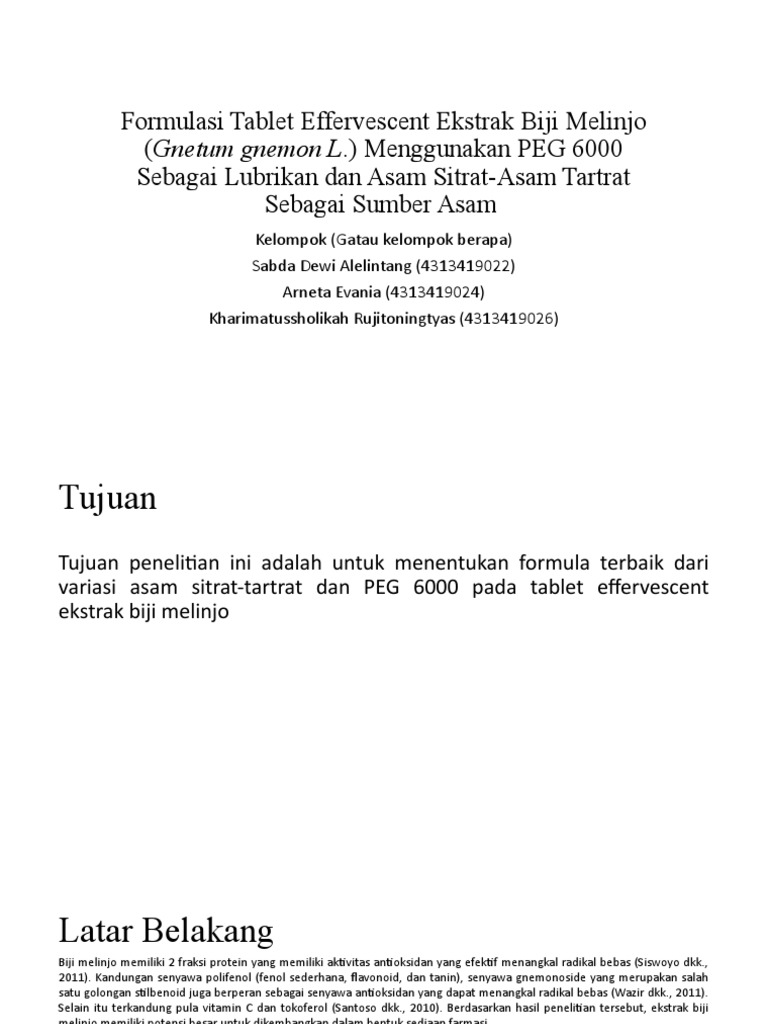 Formulasi Tablet Effervescent Melinjo | PDF