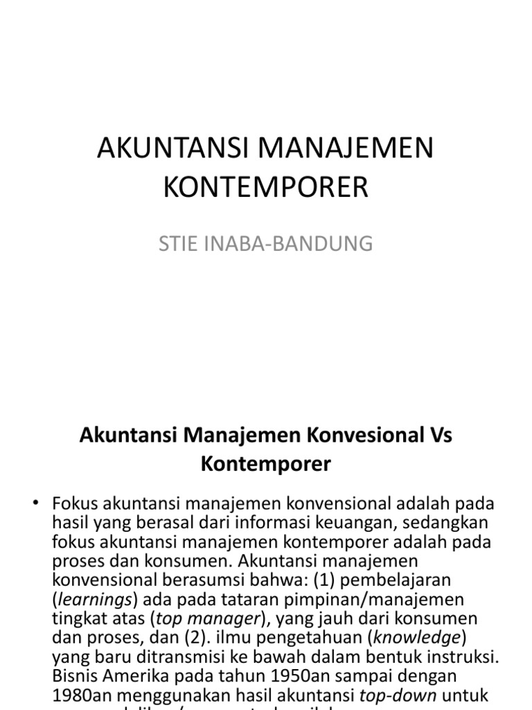Akuntansi Manajemen Kontemporer | PDF