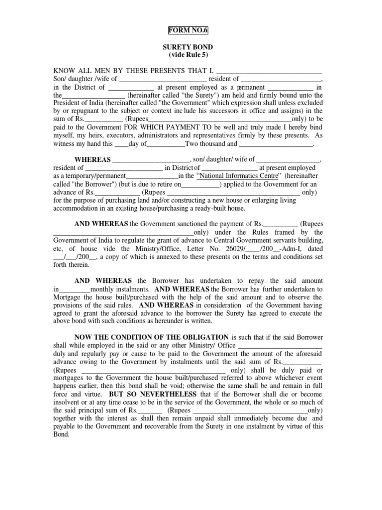 Form6 Surety Bond | PDF | Debtor | Bonds (Finance)