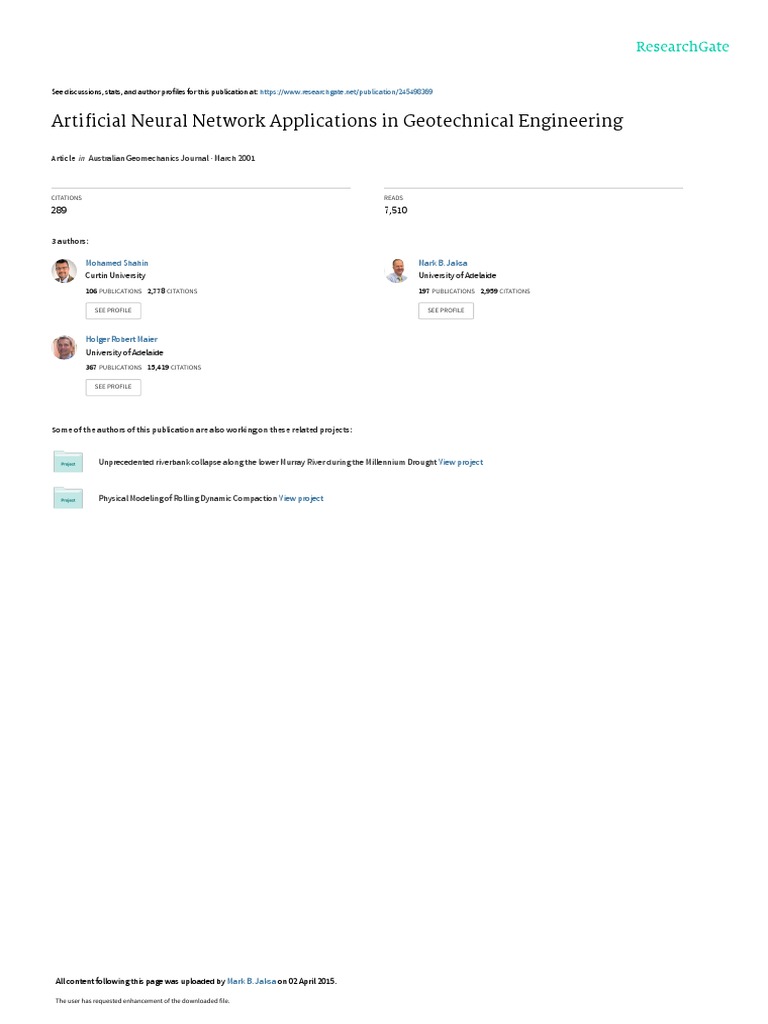 Artificial Neural Network Applications in Geotechnical Engineering | Download Free PDF ...
