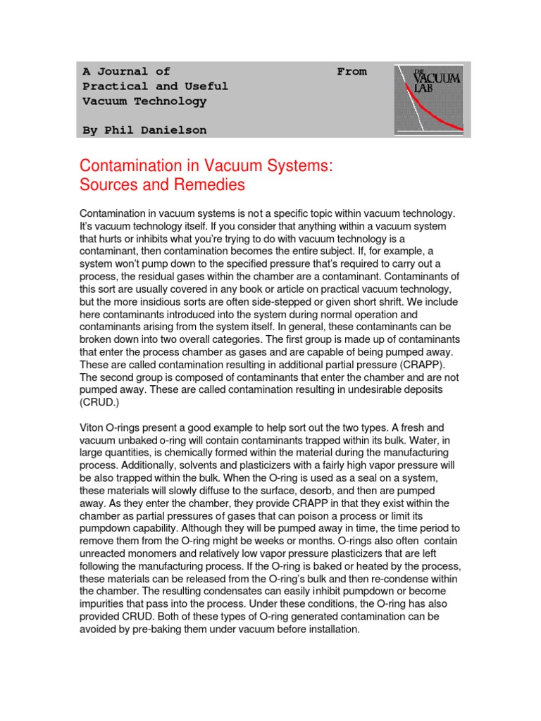 Vacuum System Contamination Sources | PDF | Vacuum | Pump