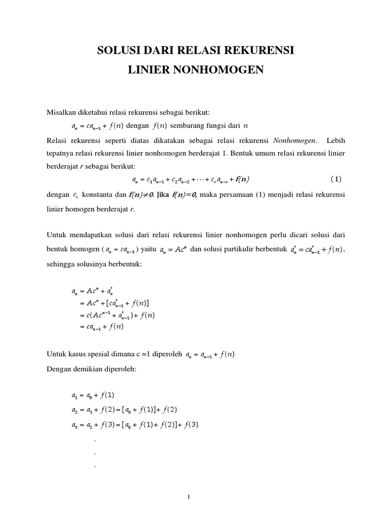 Relasi Rekurensi Nonhomogen | PDF