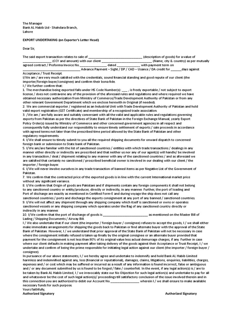 Weboc Undertaking For e Form Certification | PDF | Indemnity | Banks