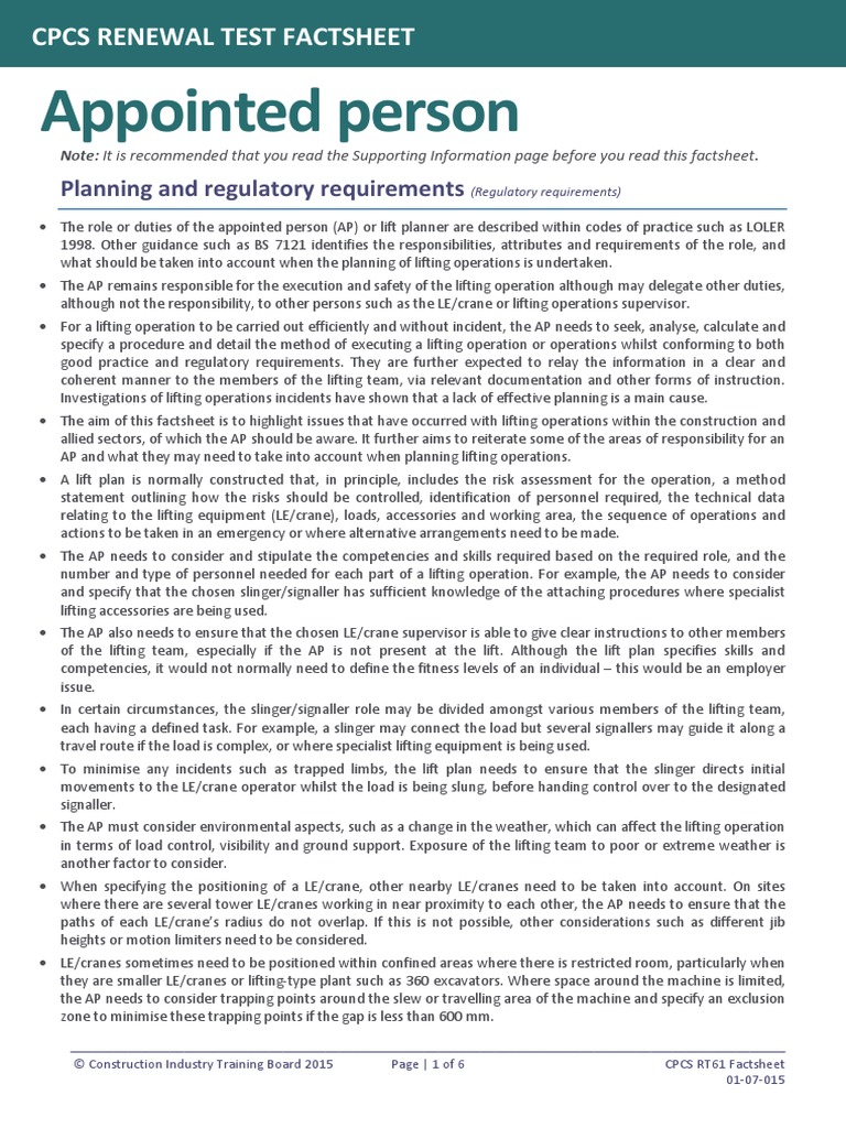 Appointed Person: Planning and Regulatory Requirements | Download Free ...