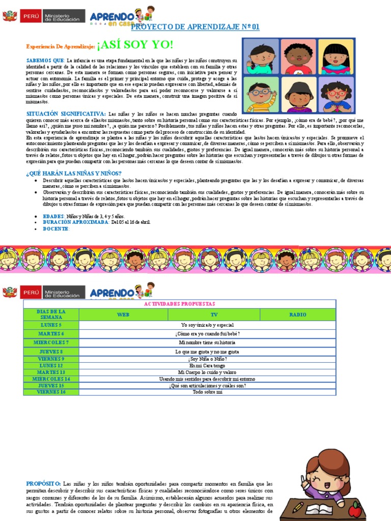 Proyecto de Aprendizaje Así Soy Yo - Matriz | PDF | Evaluación ...