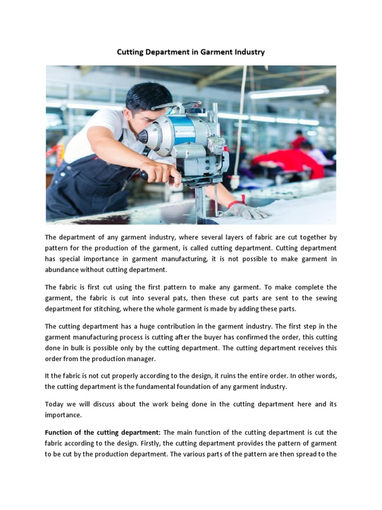 Cutting Department Workflow in Garment Industry | PDF | Textiles | Sewing