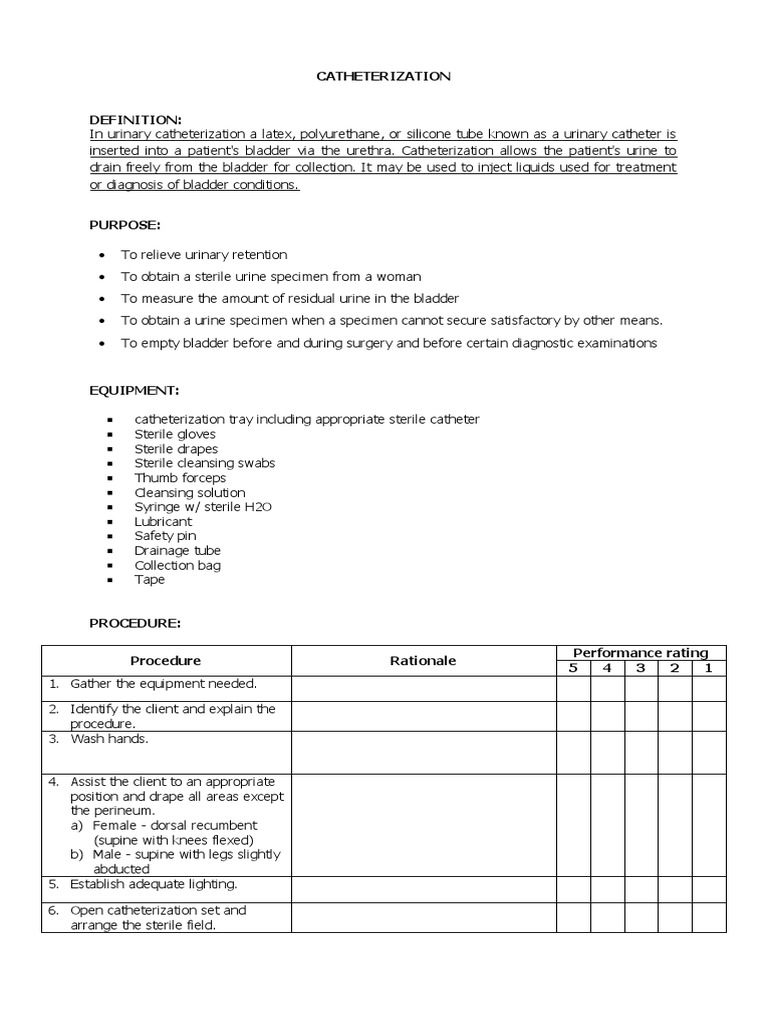 Catheter Checklist | PDF | Catheter | Surgical Specialties