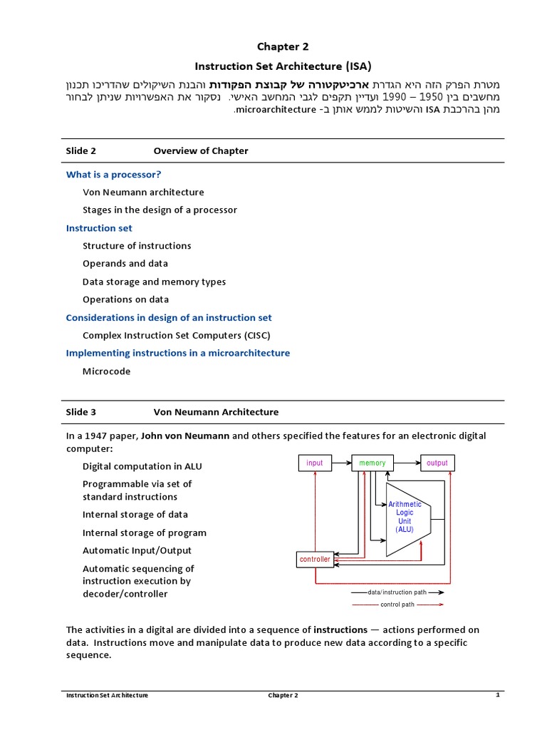 Chapter 2 Instruction Set Architecture (ISA) : What Is A Processor ...